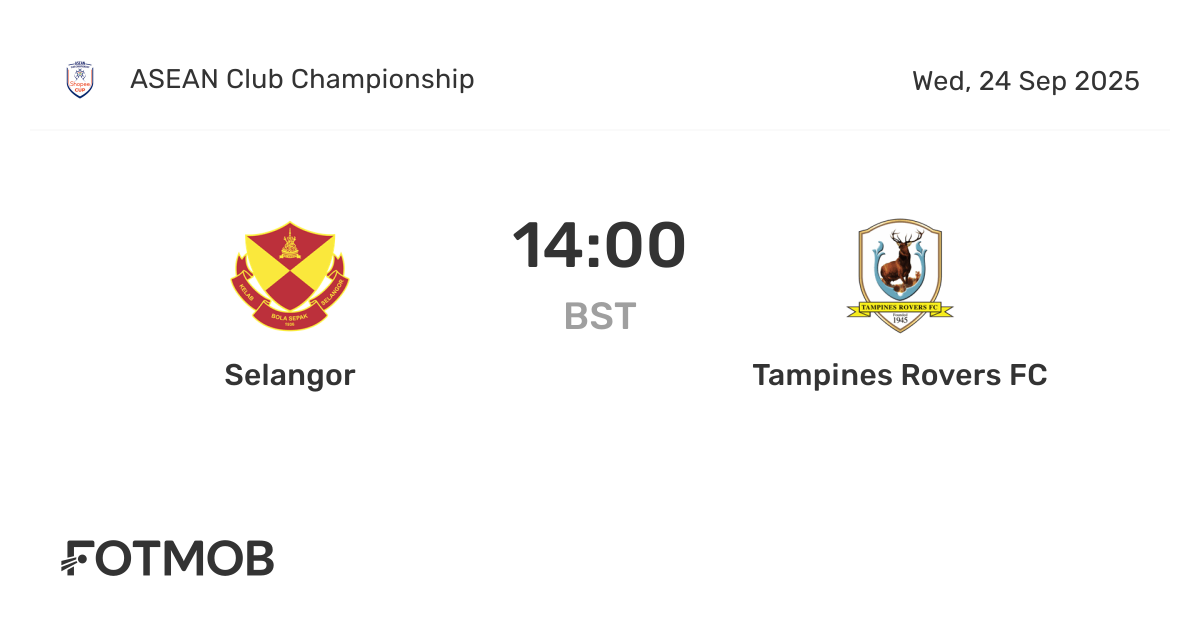 Selangor vs Tampines Rovers FC - live score, predicted lineups and H2H ...