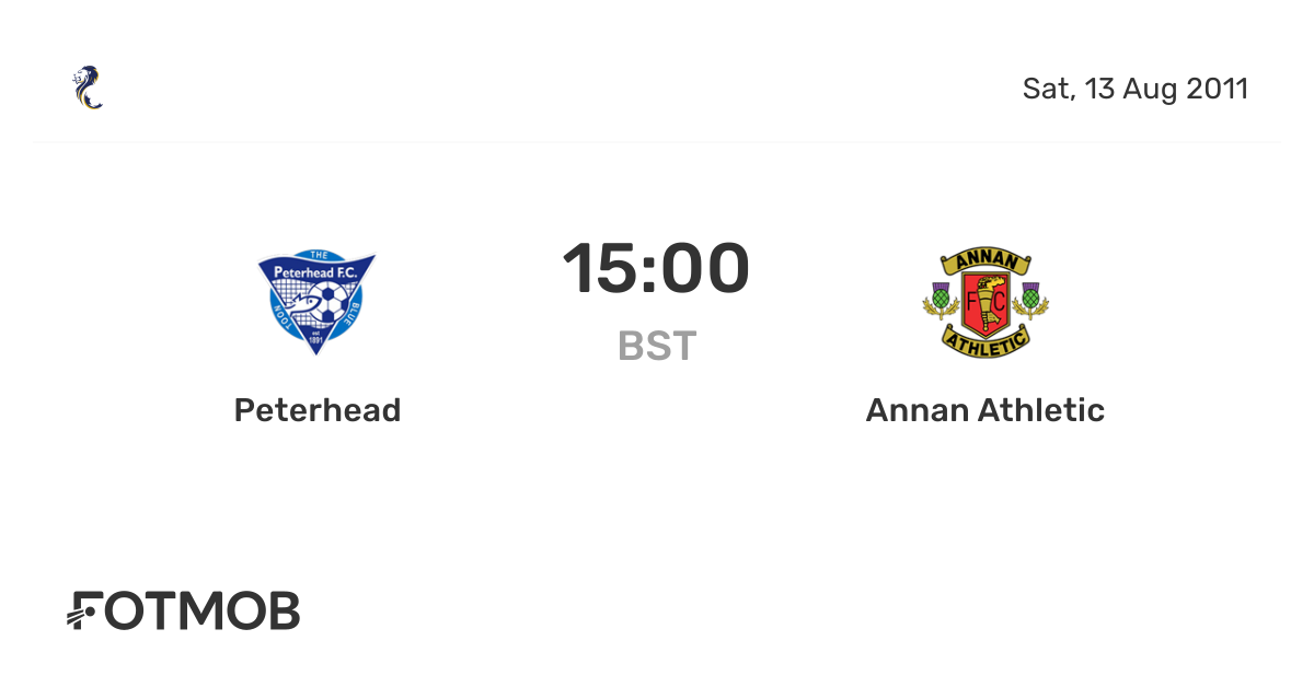 Peterhead vs Annan Athletic - live score, predicted lineups and H2H stats.
