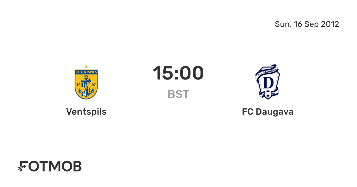Ventspils vs FC Daugava - live score, predicted lineups and H2H stats.