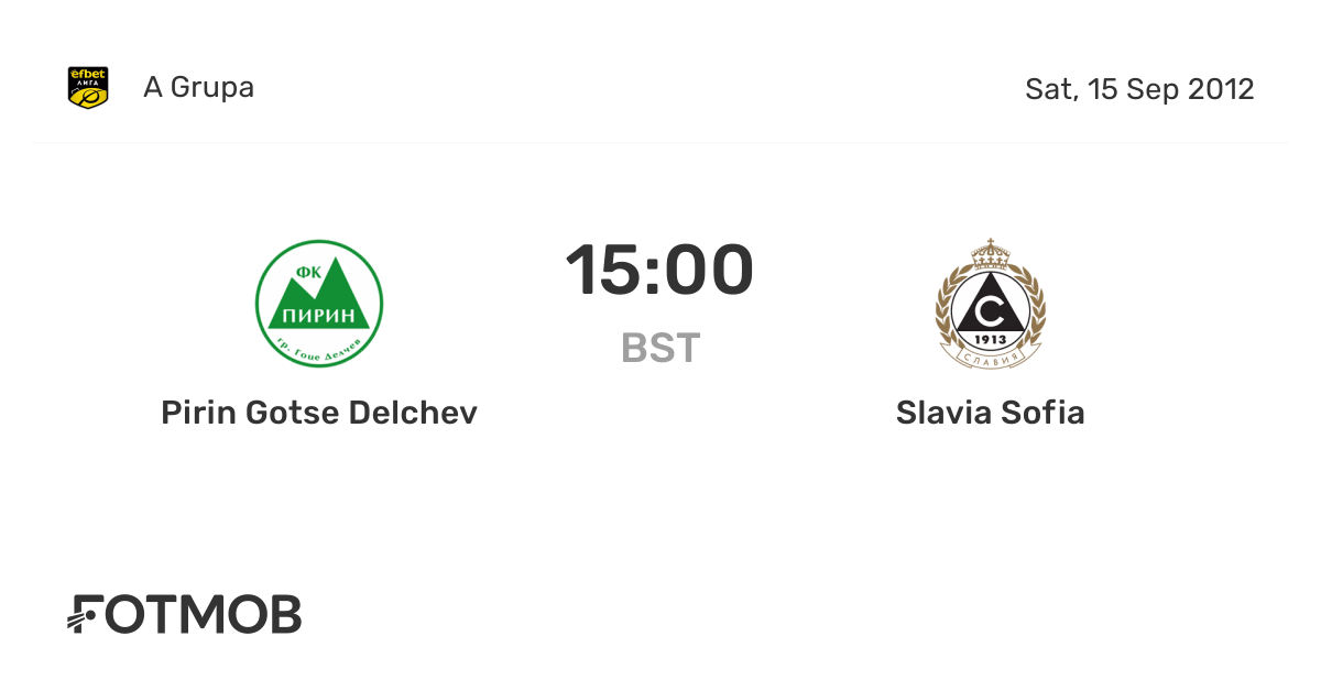 Pirin Gotse Delchev vs Slavia Sofia - live score, predicted lineups and H2H stats.