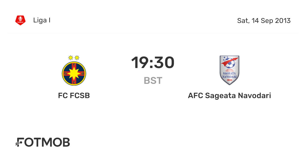 FC FCSB vs AFC Sageata Navodari - live score, predicted lineups and H2H stats.