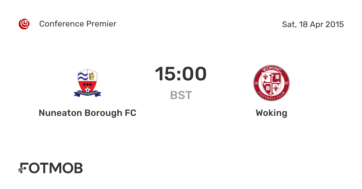 Nuneaton Borough FC vs Woking - live score, predicted lineups and H2H stats