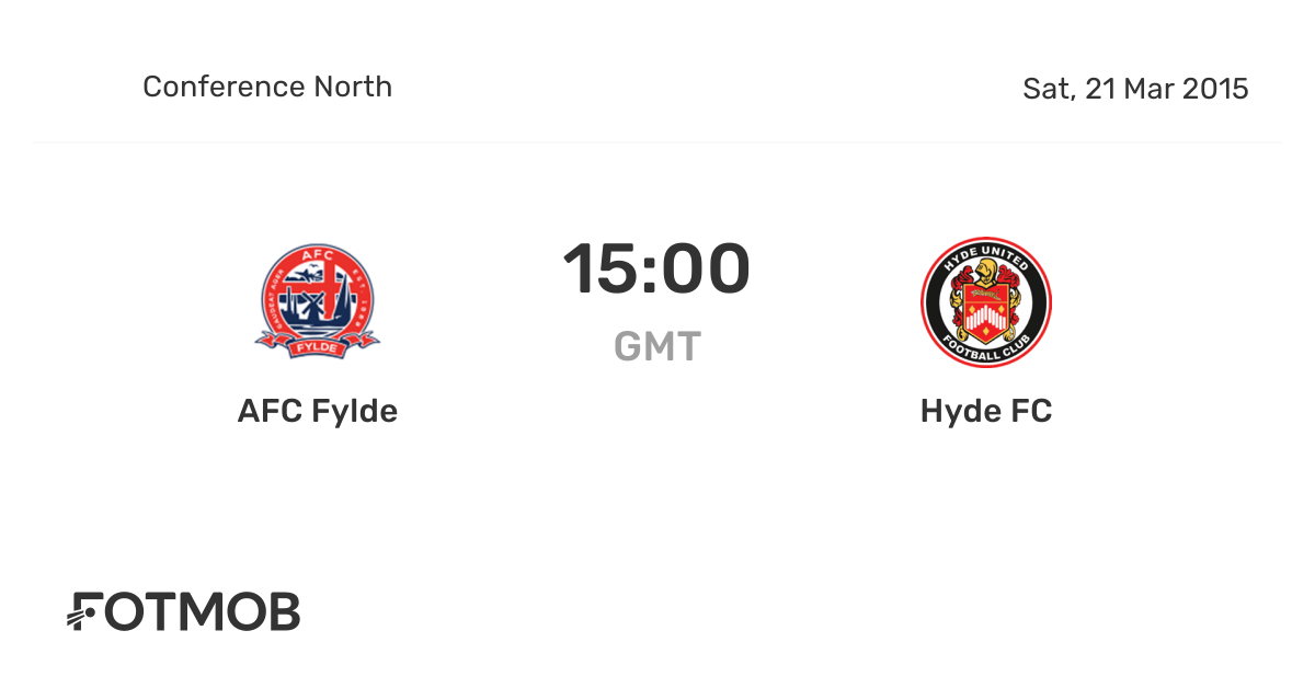 AFC Fylde vs Hyde FC - live score, predicted lineups and H2H stats.
