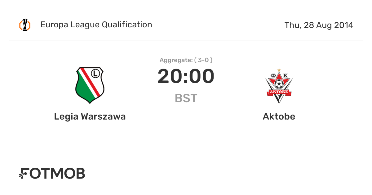 Legia Warszawa vs Aktobe - live score, predicted lineups and H2H stats