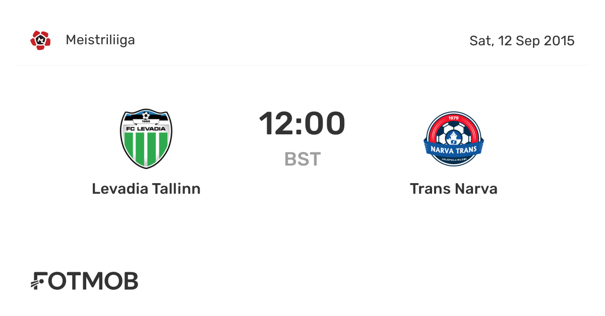 Levadia Tallinn vs Trans Narva - live score, predicted lineups and H2H ...