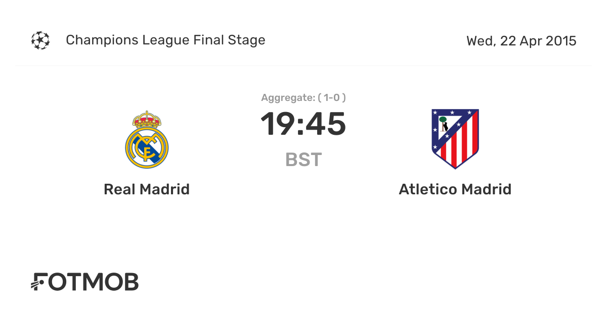 Real Madrid vs Atletico Madrid - live score, predicted lineups and H2H ...