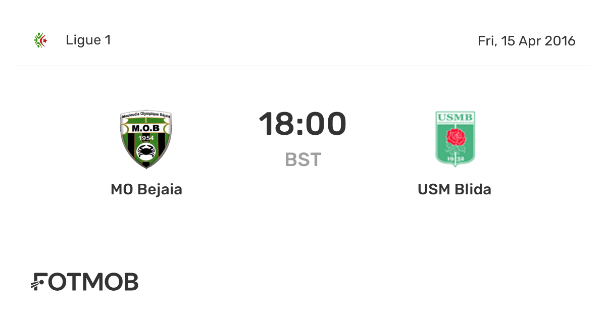MO Bejaia vs USM Blida - live score, predicted lineups and H2H stats