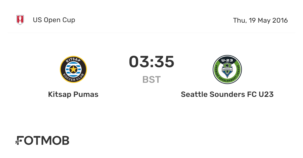 Kitsap Pumas vs Seattle Sounders FC U23 - live score, predicted lineups and H2H stats.