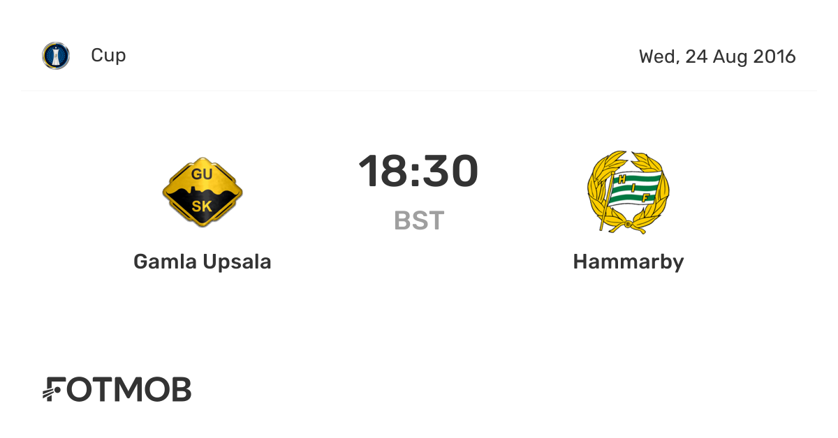 Gamla Upsala vs Hammarby - live score, predicted lineups and H2H stats.