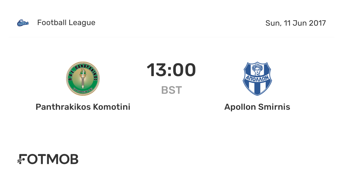 Panthrakikos Komotini vs Apollon Smirnis - live score, predicted lineups and H2H stats
