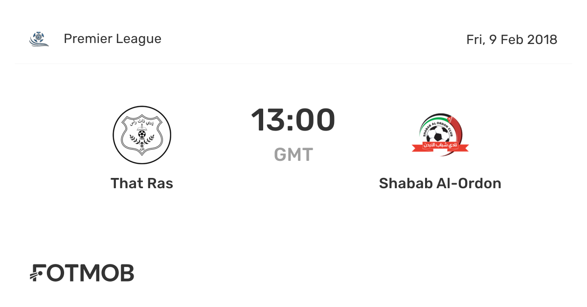 That Ras vs Shabab Al-Ordon - live score, predicted lineups and H2H stats.