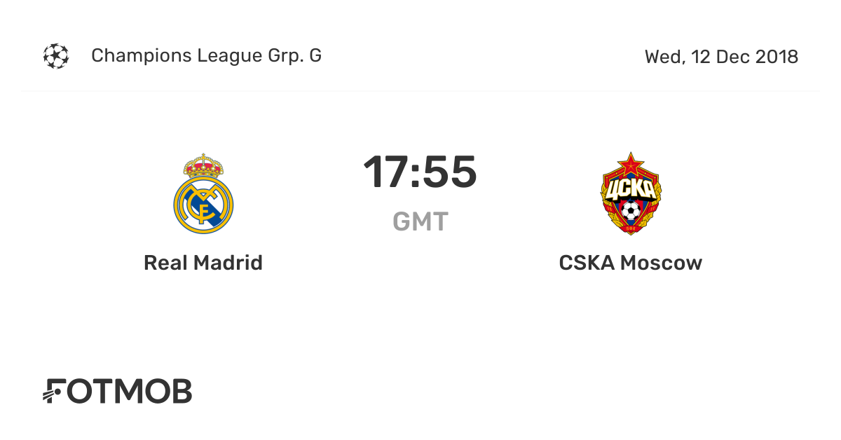 Real Madrid vs CSKA Moscow - live score, predicted lineups and H2H stats