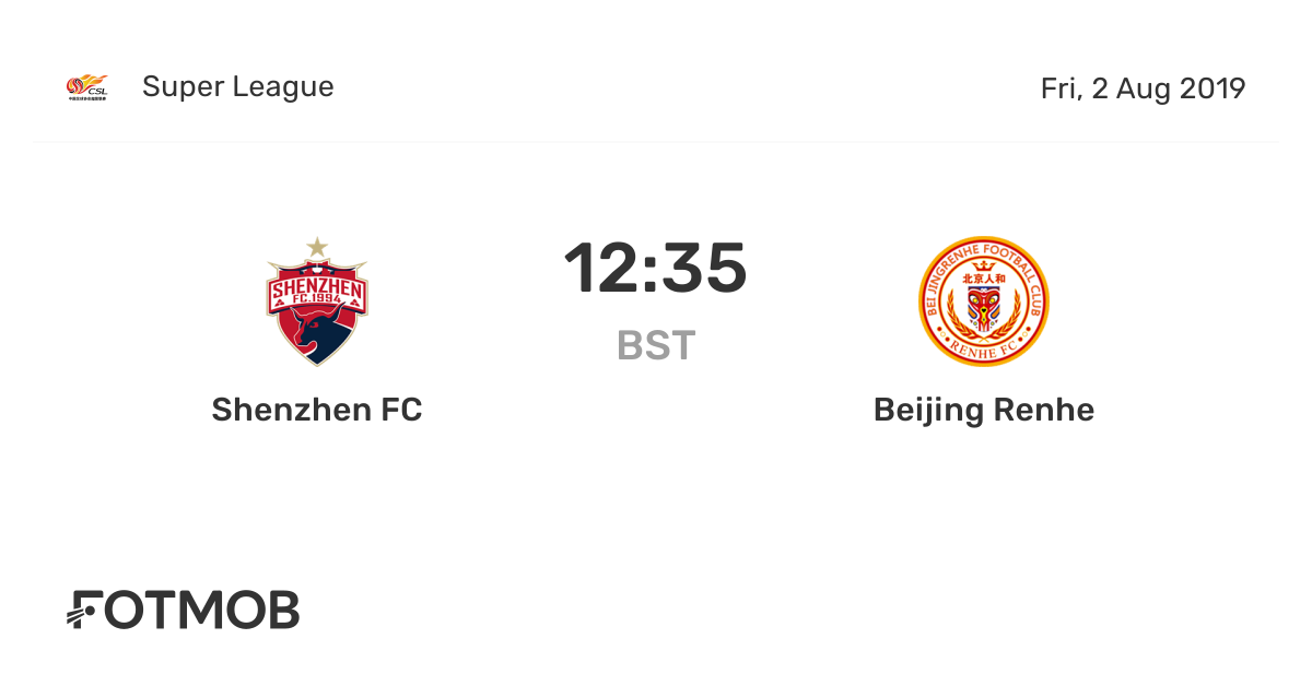 Shenzhen FC vs Beijing Renhe - live score, predicted lineups and H2H stats