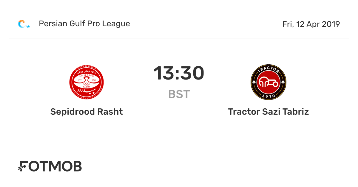 Sepidrood Rasht vs Tractor Sazi Tabriz - live score, predicted lineups ...