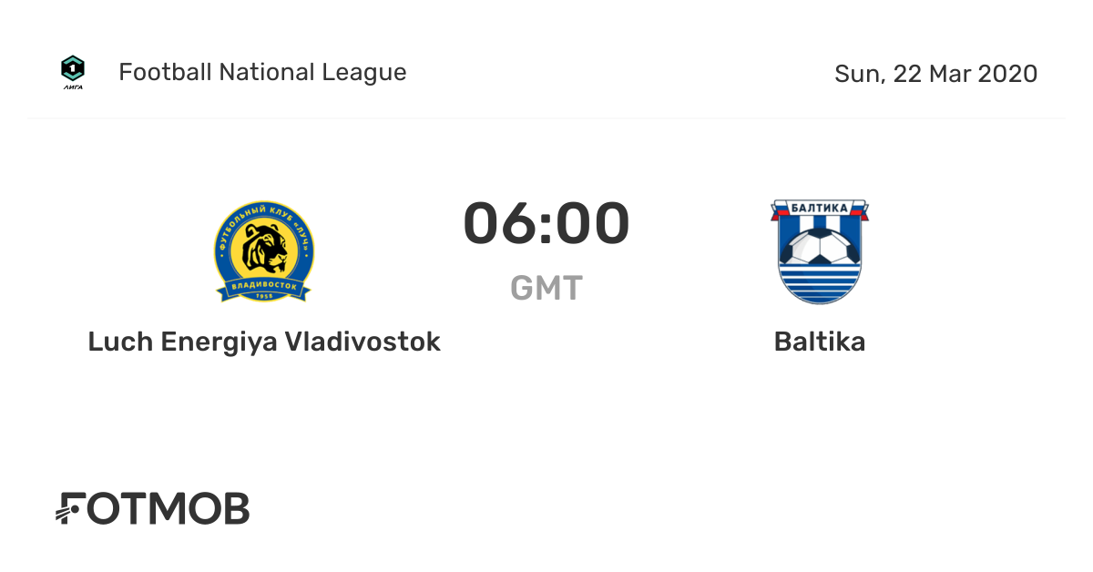 Luch Energiya Vladivostok vs Baltika - live score, predicted lineups and H2H stats.