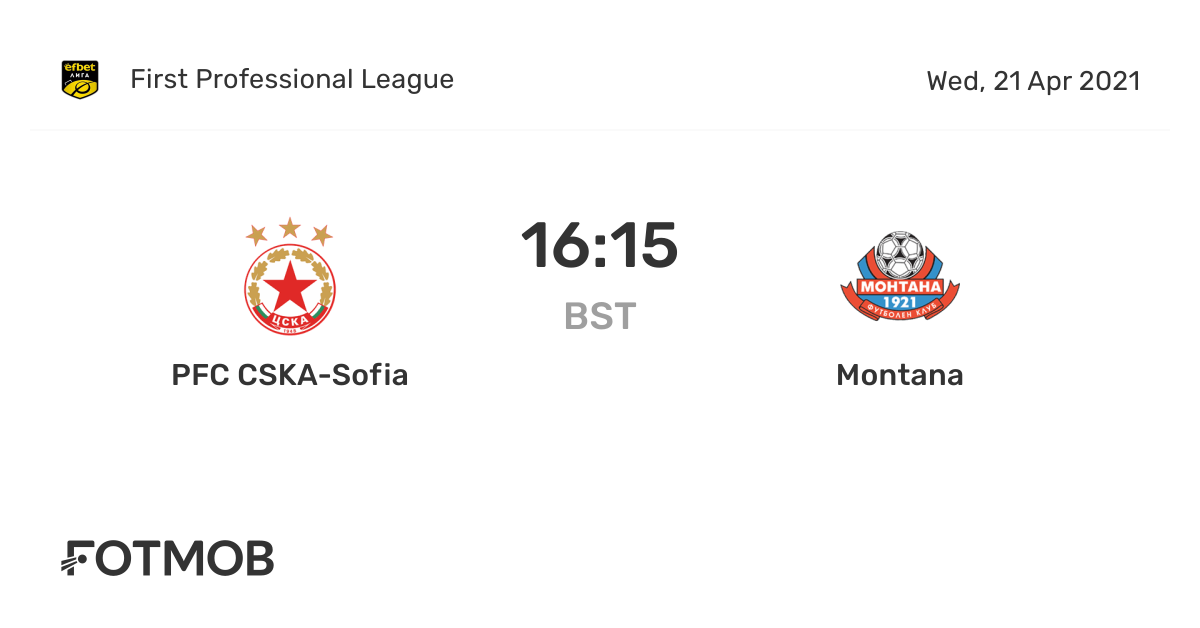 PFC CSKA-Sofia vs Montana - live score, predicted lineups and H2H stats.