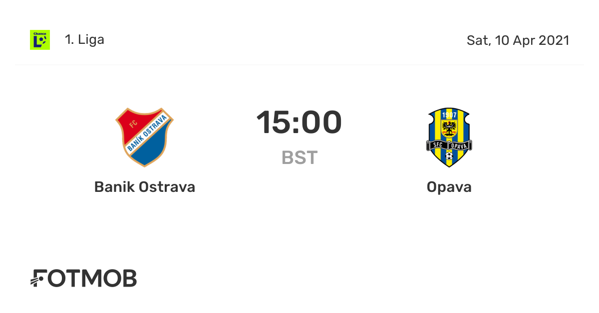 Banik Ostrava vs Opava - live score, predicted lineups and H2H stats.