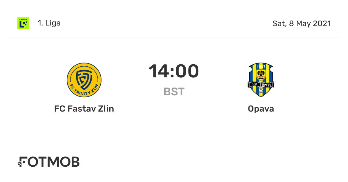 FC Fastav Zlin vs Opava - live score, predicted lineups and H2H stats.