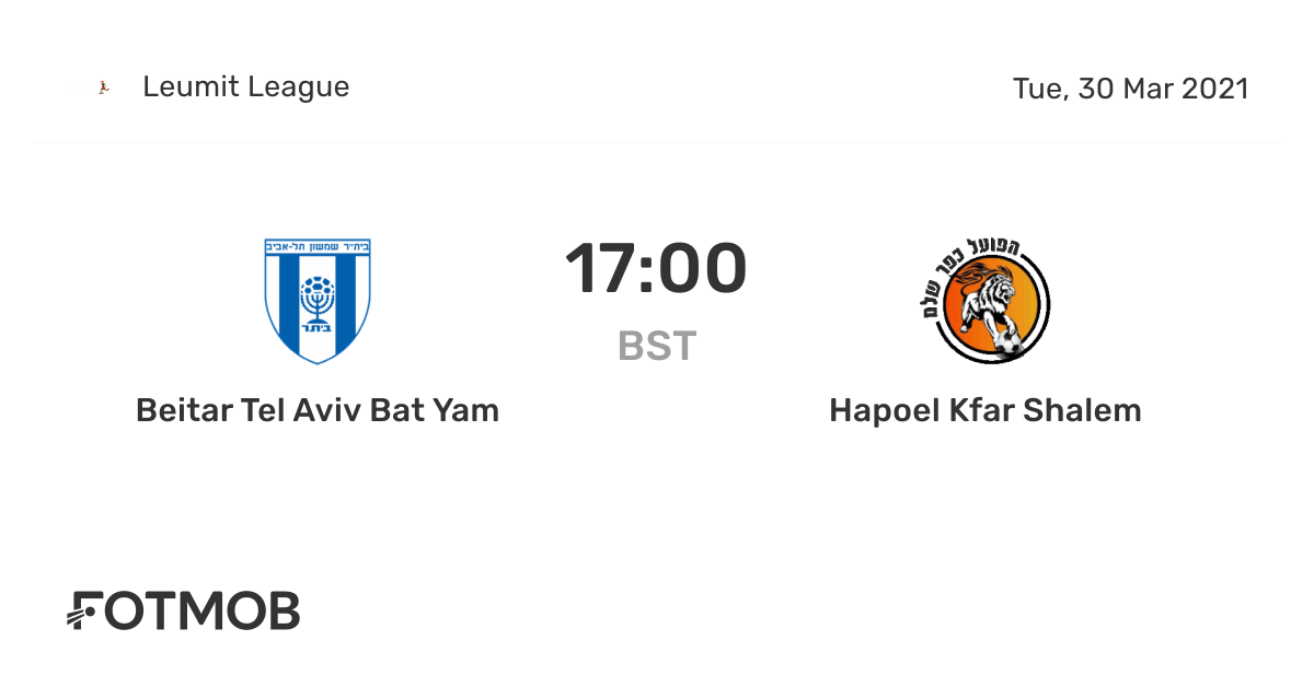 Beitar Tel Aviv Bat Yam vs Hapoel Kfar Shalem - live score, predicted ...