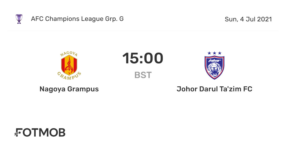 Nagoya Grampus vs Johor Darul Ta'zim FC - live score, predicted lineups and H2H stats