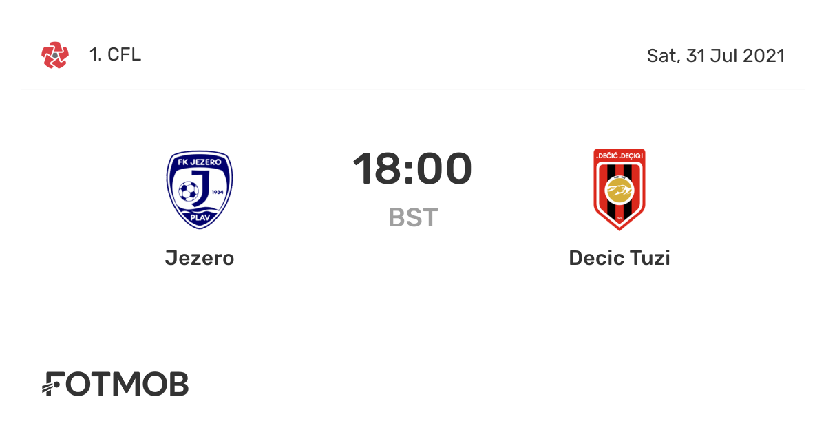 Jezero vs Decic Tuzi - live score, predicted lineups and H2H stats.