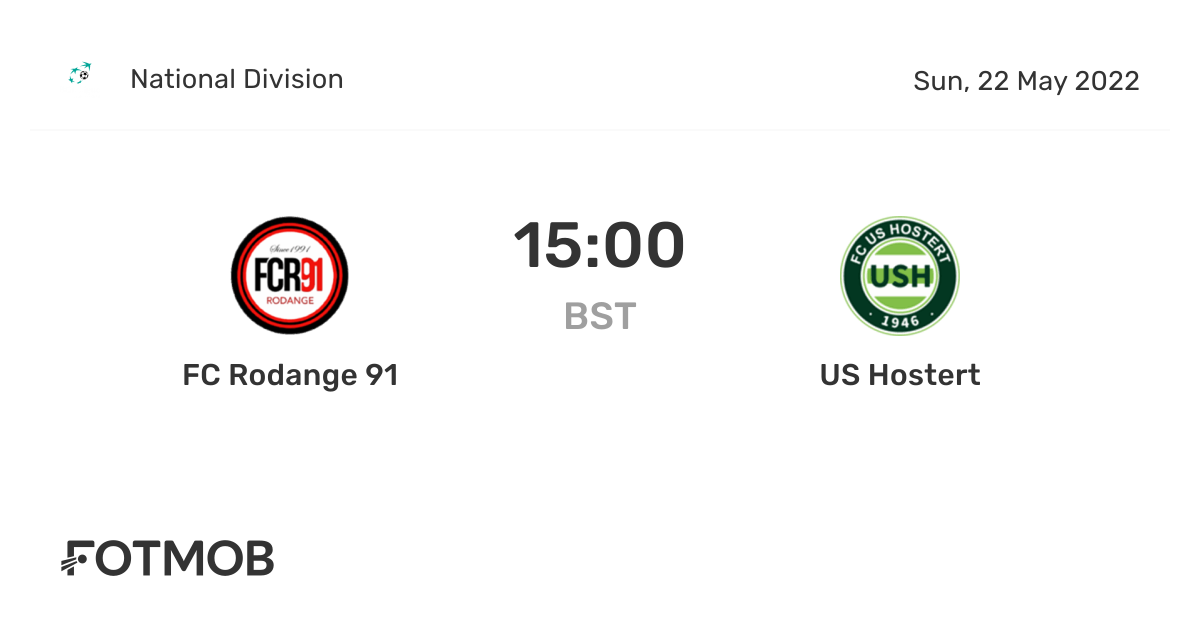 FC Rodange 91 vs US Hostert - live score, predicted lineups and H2H stats.