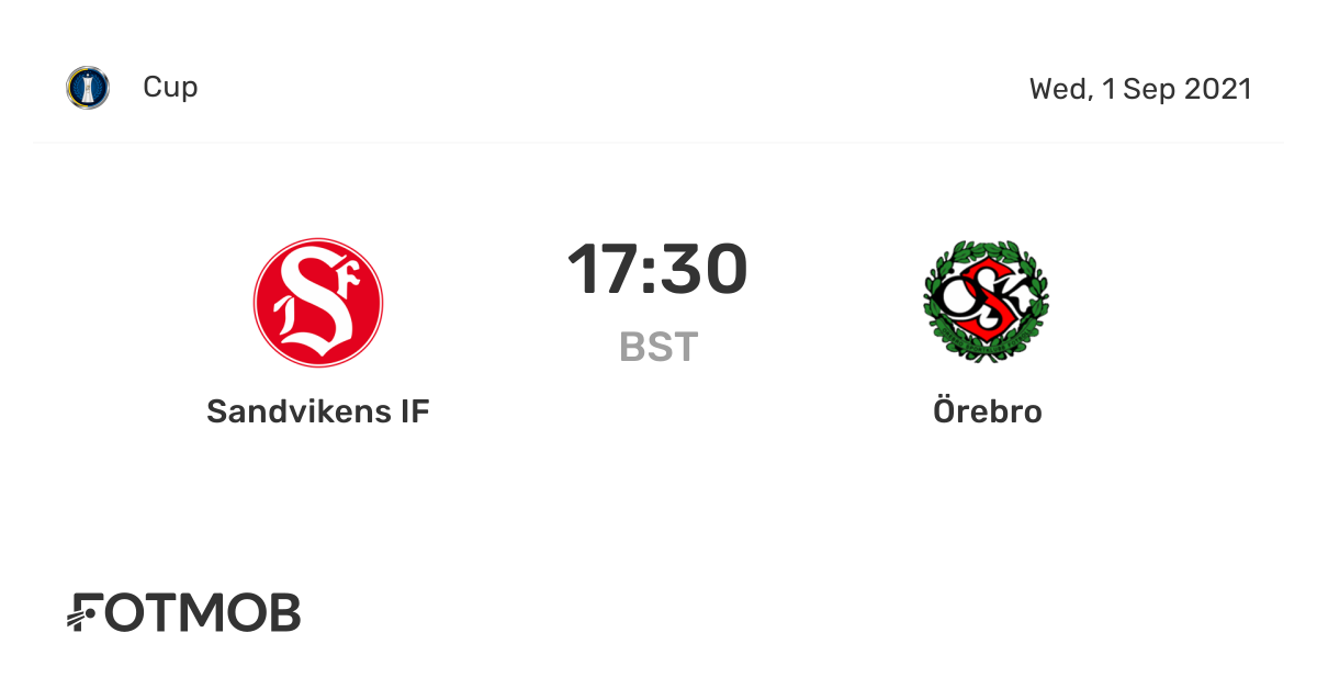 Sandvikens IF vs Örebro - live score, predicted lineups and H2H stats.