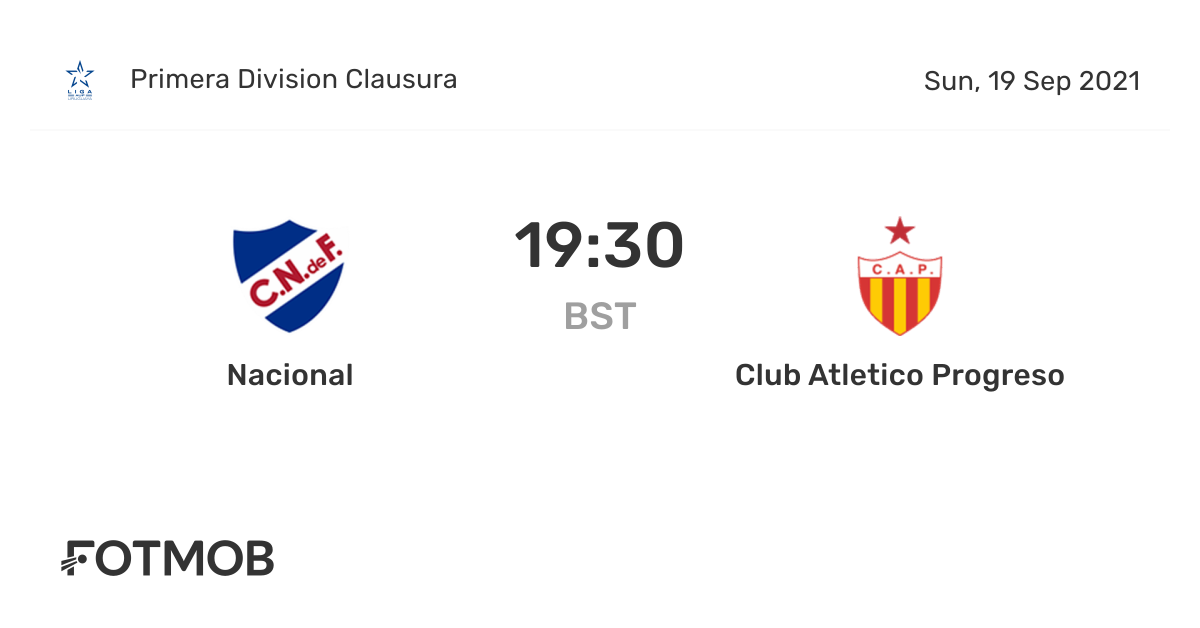 Nacional vs Club Atletico Progreso - live score, predicted lineups and ...