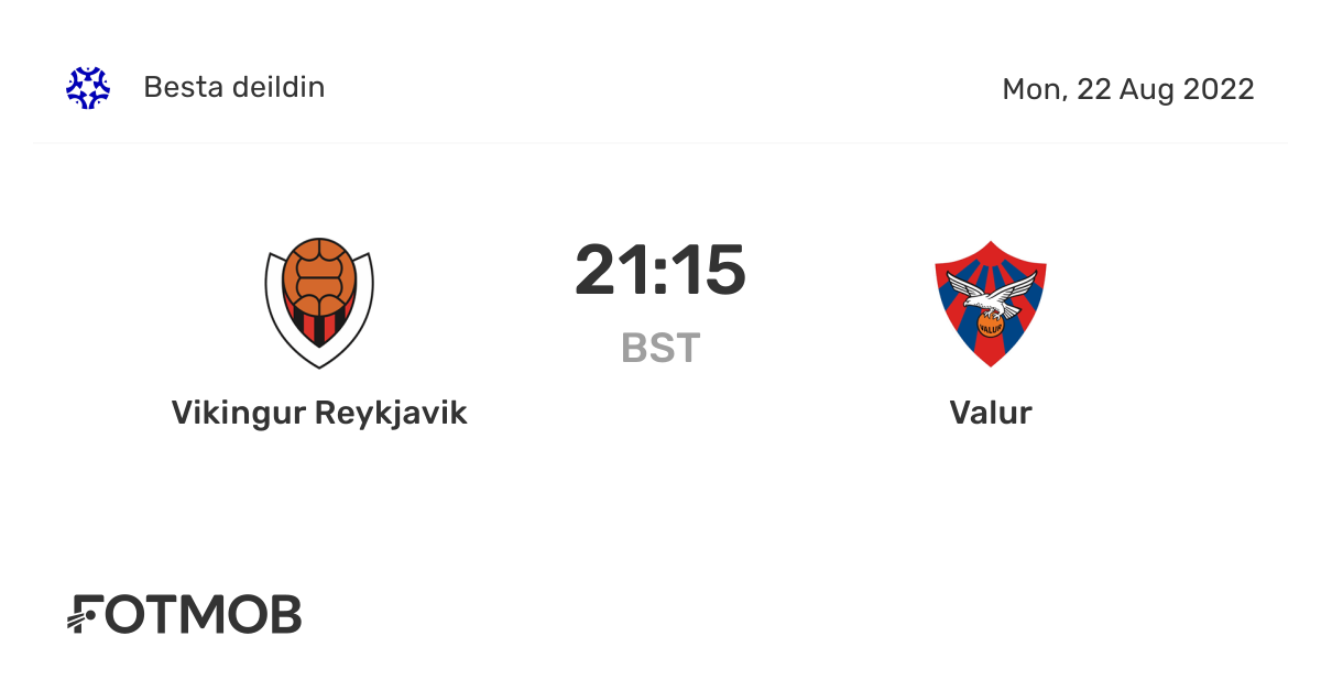 Vikingur Reykjavik vs Valur - live score, predicted lineups and H2H stats.