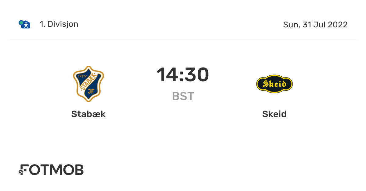 Stabæk vs Skeid - live score, predicted lineups and H2H stats.