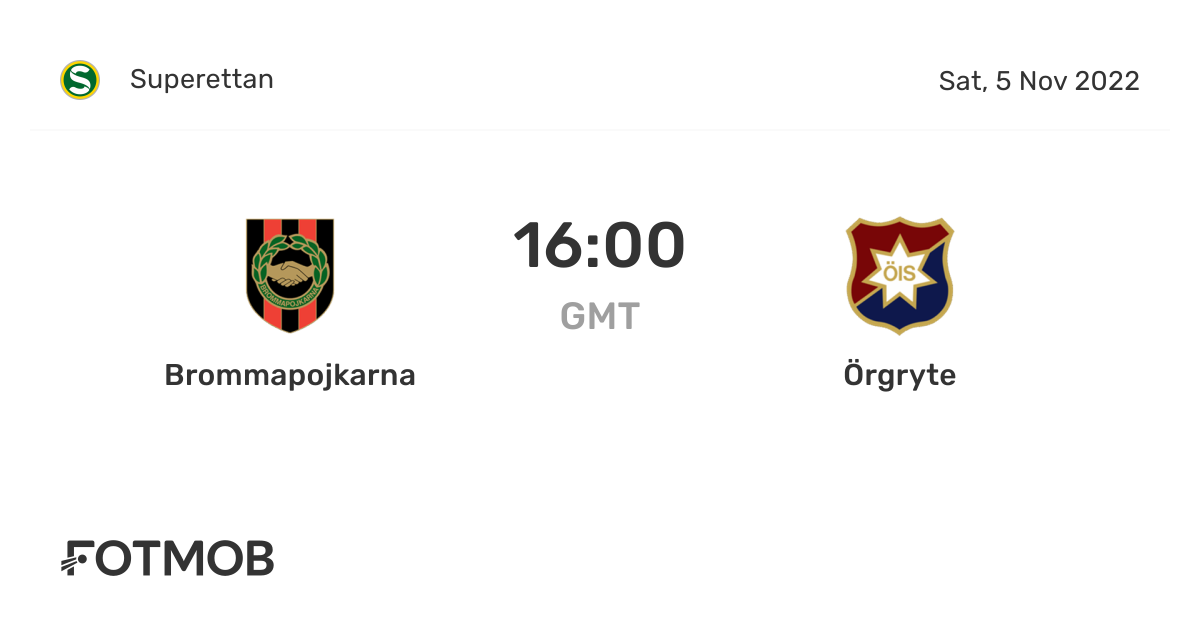 Brommapojkarna vs Örgryte - live score, predicted lineups and H2H stats