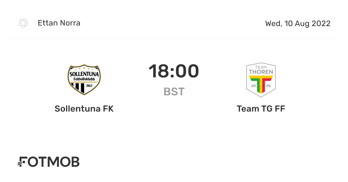 Sollentuna FK vs Team TG FF - live score, predicted lineups and H2H stats.