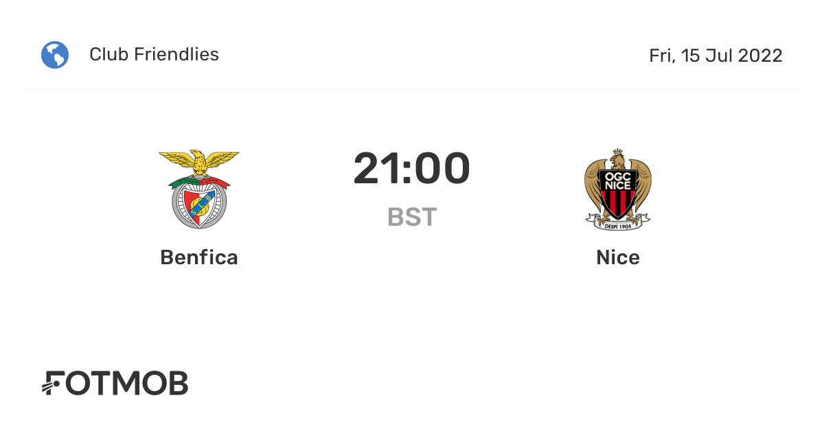 Benfica vs Nice - live score, predicted lineups and H2H stats.