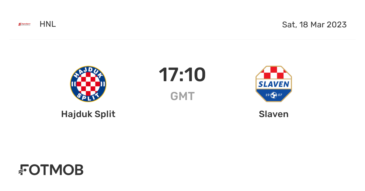 Hajduk Split vs Slaven - live score, predicted lineups and H2H stats.