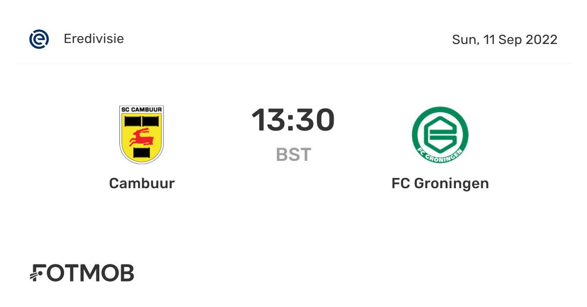 Cambuur vs FC Groningen - live score, predicted lineups and H2H stats.