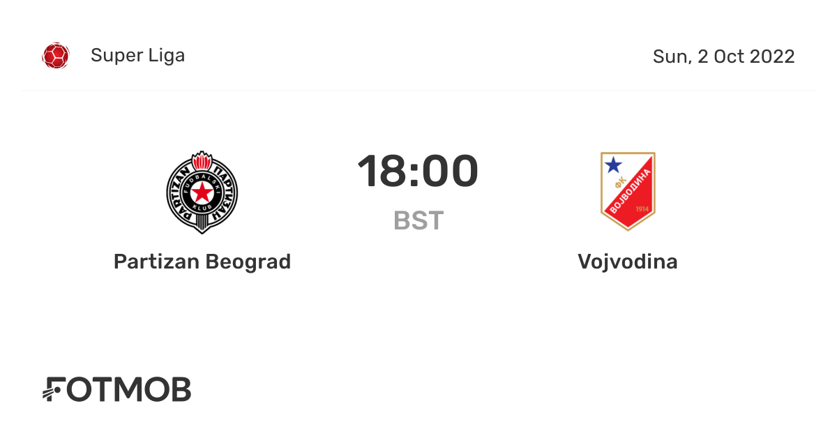 Partizan Beograd vs Vojvodina - live score, predicted lineups and H2H ...