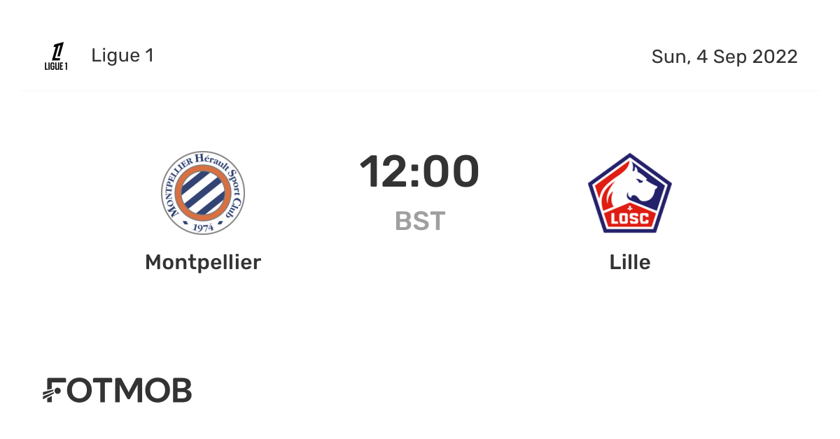 Montpellier vs Lille - live score, predicted lineups and H2H stats.