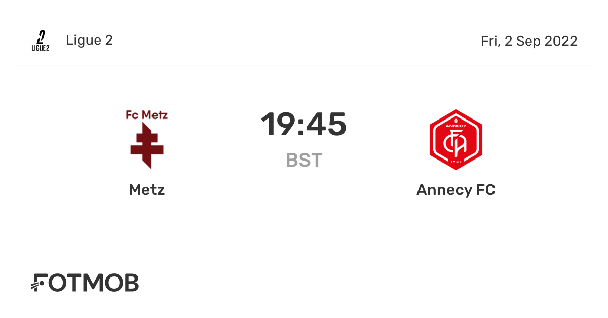 Metz vs Annecy FC - live score, predicted lineups and H2H stats.