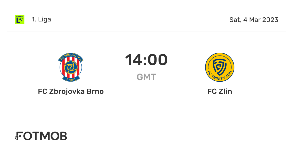 FC Zbrojovka Brno vs FC Zlin - live score, predicted lineups and H2H stats.