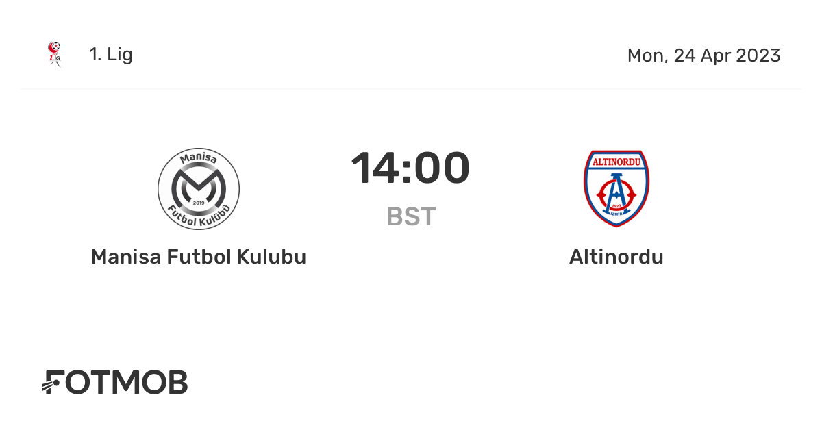 Manisa Futbol Kulubu vs Altinordu - marcador en vivo, alineaciones ...