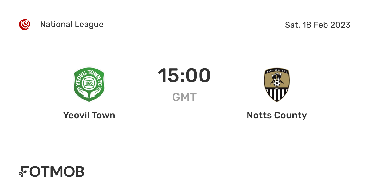 Yeovil Town vs Notts County - live score, predicted lineups and H2H stats.