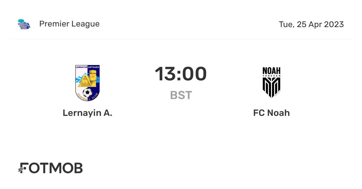 Lernayin A Vs Fc Noah Live Score Predicted Lineups And H2h Stats