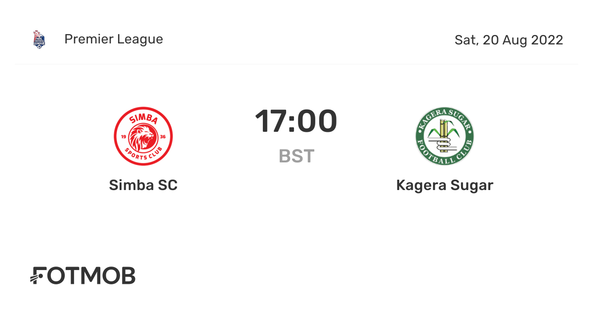 Simba SC vs Kagera Sugar - live score, predicted lineups and H2H stats.