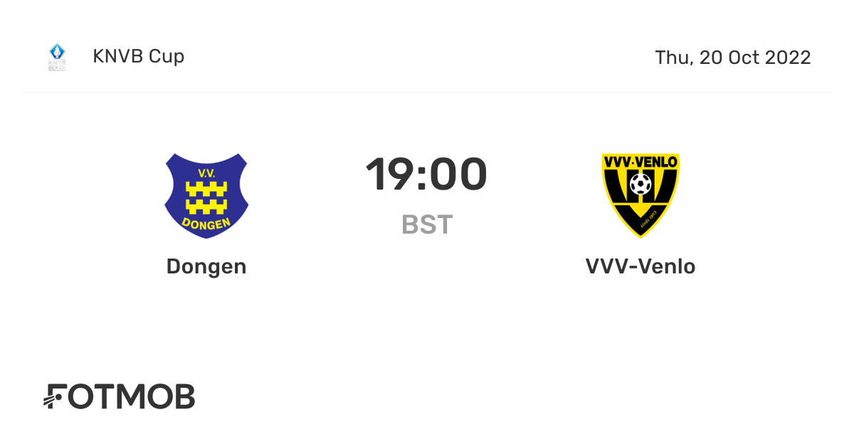 Dongen vs VVV-Venlo - live score, predicted lineups and H2H stats.