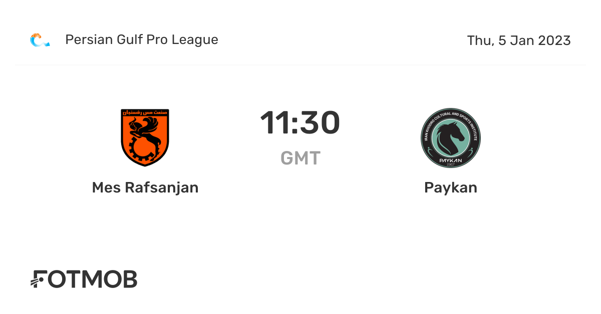 Mes Rafsanjan vs Paykan - live score, predicted lineups and H2H stats.
