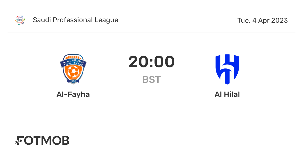 Al-Fayha vs Al Hilal - live score, predicted lineups and H2H stats.