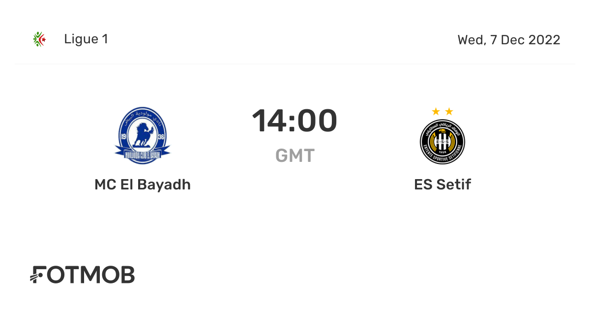 MC El Bayadh vs ES Setif - live score, predicted lineups and H2H stats.