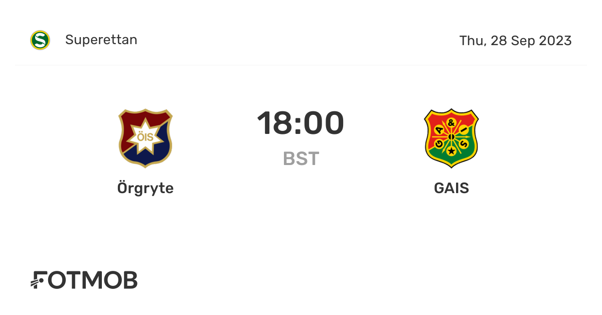 Örgryte vs GAIS - live score, predicted lineups and H2H stats.