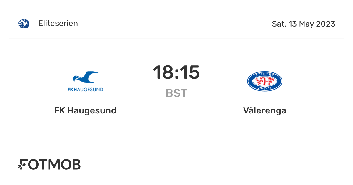 FK Haugesund vs Vålerenga - live score, predicted lineups and H2H stats.