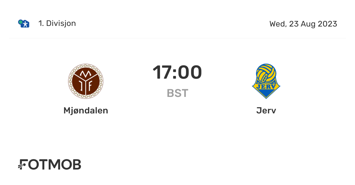 Mjøndalen vs Jerv - live score, predicted lineups and H2H stats.